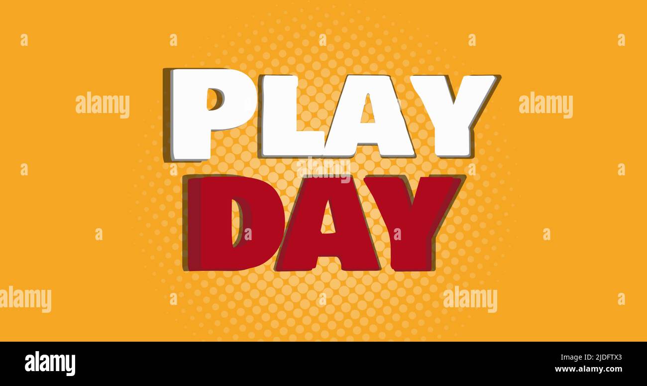 Illustration of play day text over yellow background with copy space ...