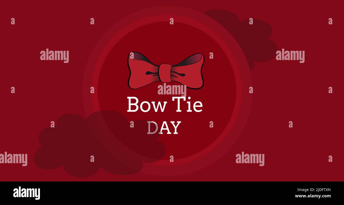 Illustration of bow tie day text against red background, copy space ...