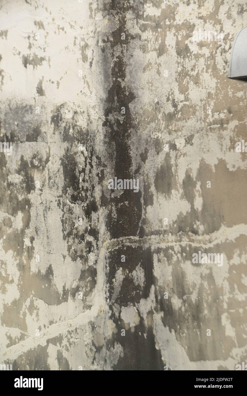 Texture and background of water stains on the cement building wall ...