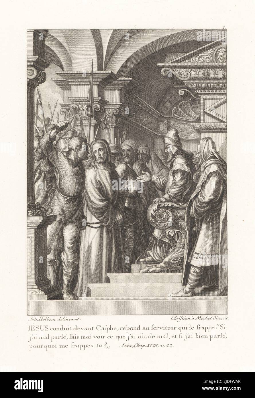 Jesus Christ brought before Jewish high priest Caiaphas. Jesus conduit ...