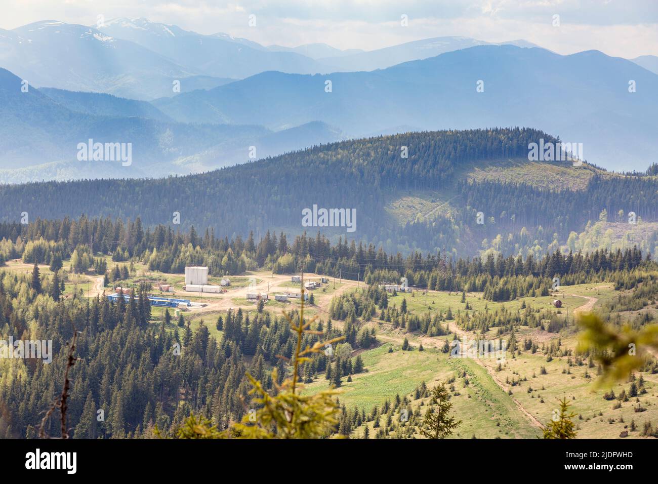 Industrial oil production among mountains and forests in the Ukrainian ...