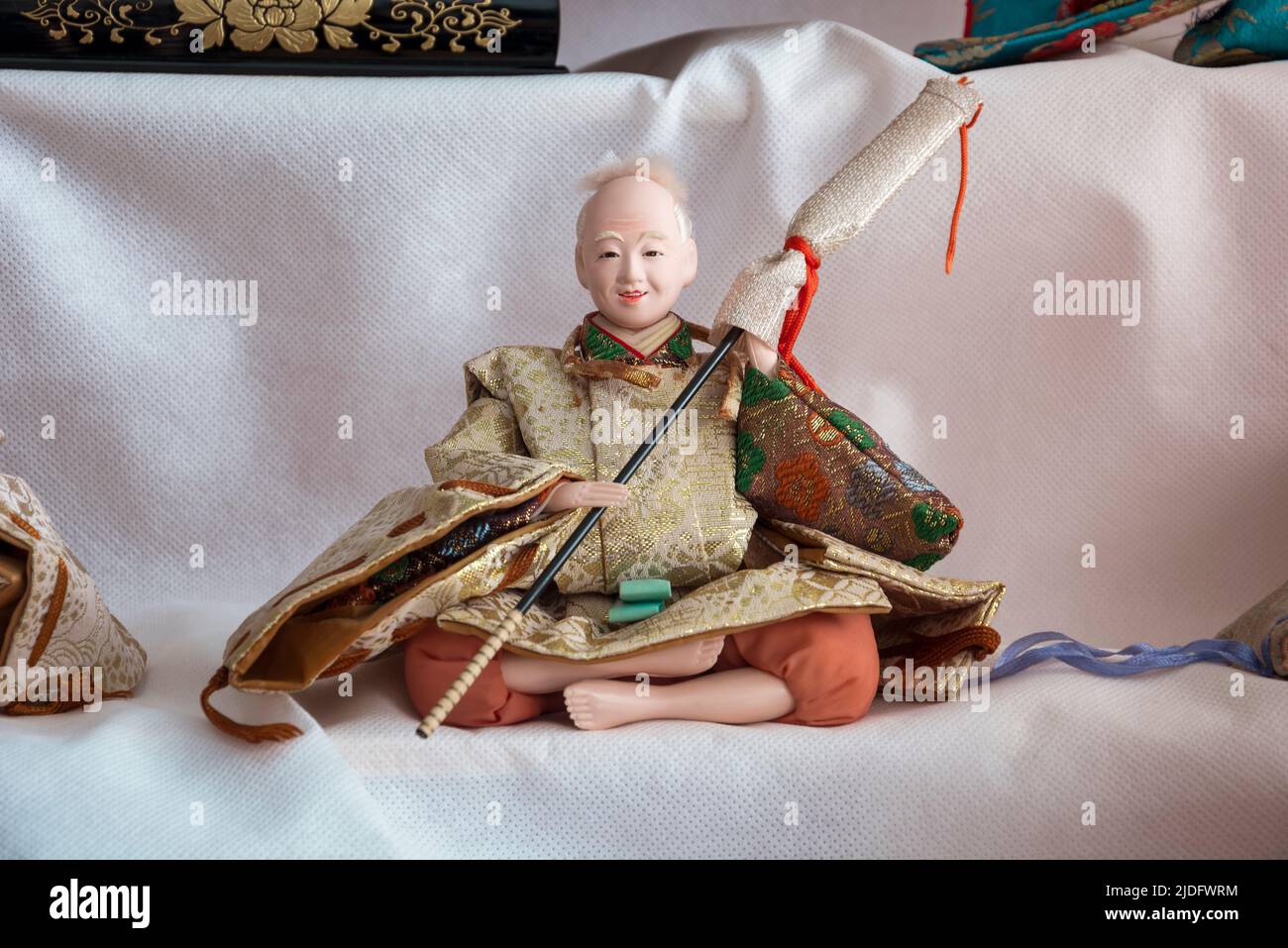 Traditional Japanese dolls with beautiful ornaments and colorful ...