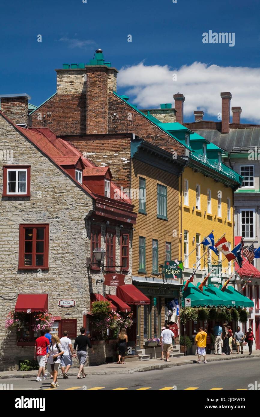 Tourists on Rue Saint-Louis in the Upper Town area of Old Quebec City ...