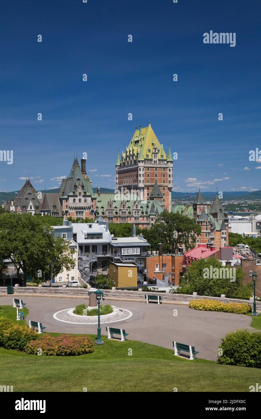 View of Chateau Frontenac and park from the Citadel, Old Quebec City ...