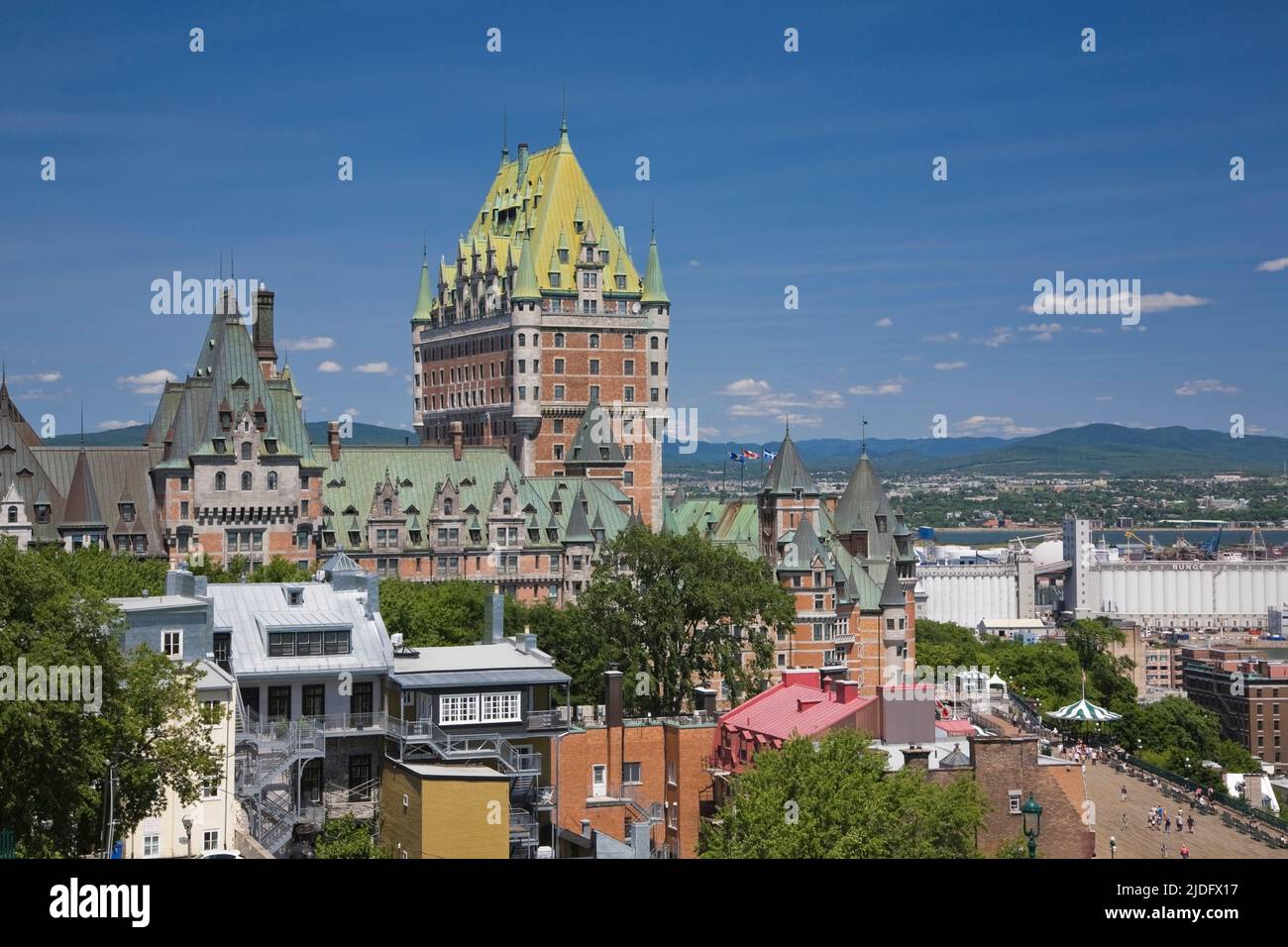 View of Chateau Frontenac and park from the Citadel, Old Quebec City ...