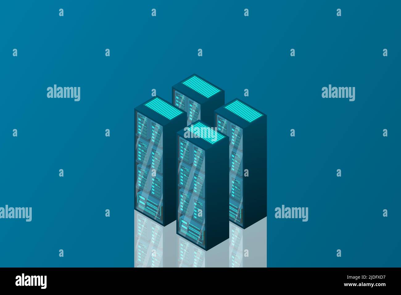 Mainframe, powered server, high technology concept, data center, cloud data storage isometric ...