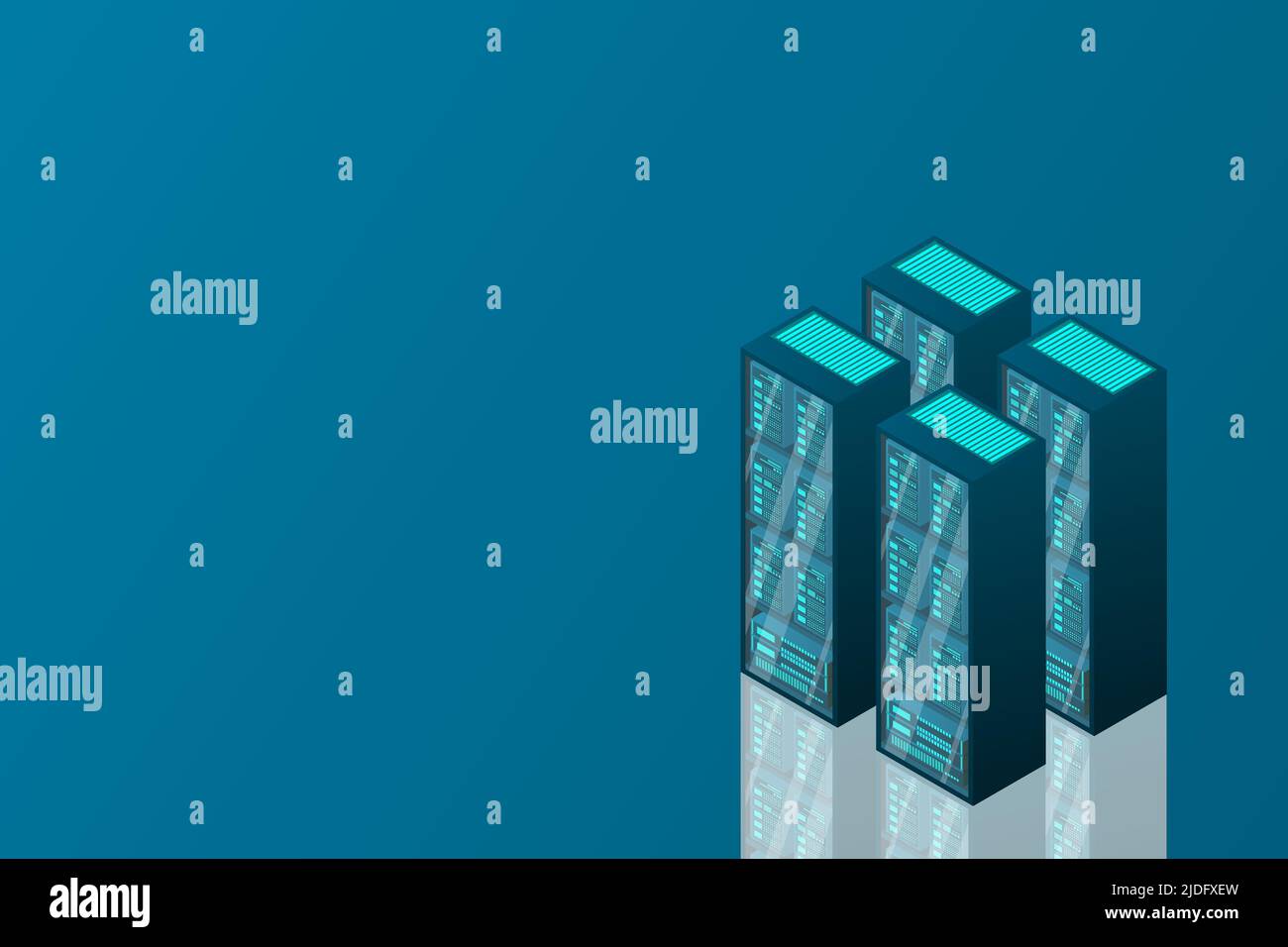 Mainframe, powered server, high technology concept, data center, cloud data storage isometric ...