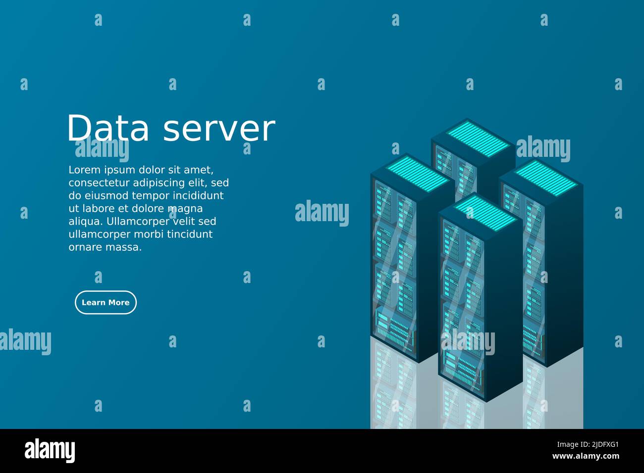 Mainframe, powered server, high technology concept, data center, cloud data storage isometric ...