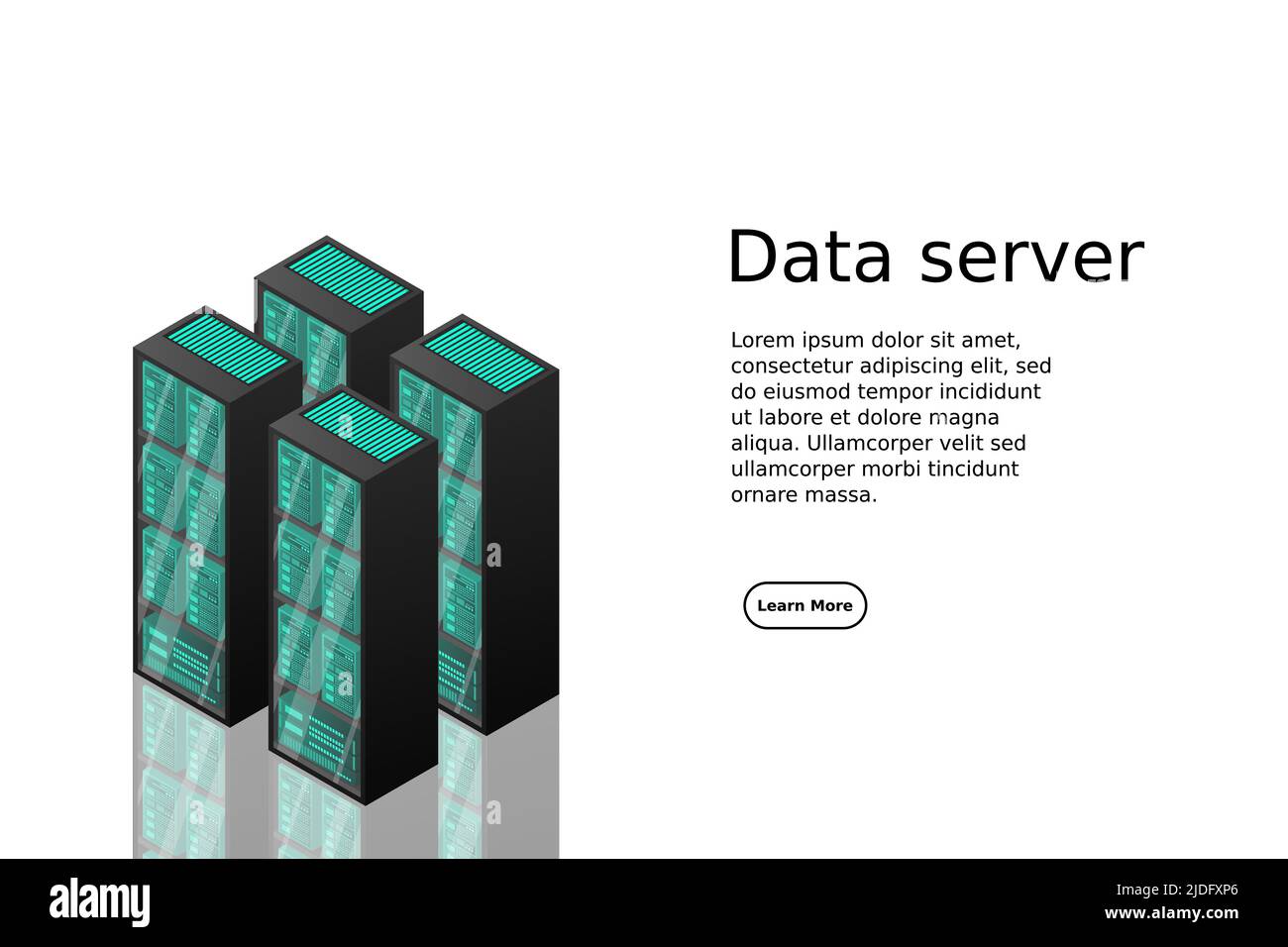 Mainframe, powered server, high technology concept, data center, cloud data storage isometric ...