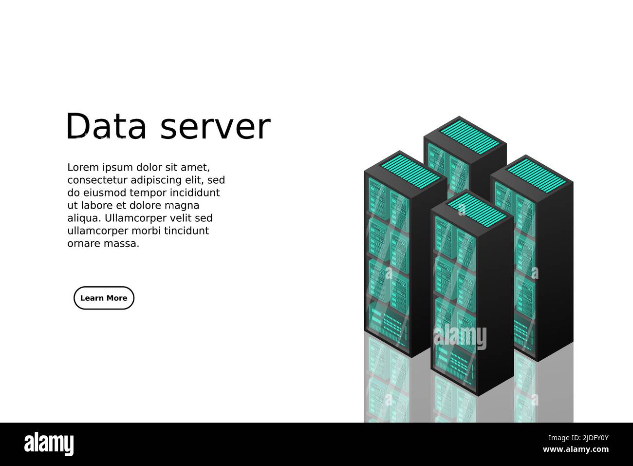 Mainframe, powered server, high technology concept, data center, cloud data storage isometric ...