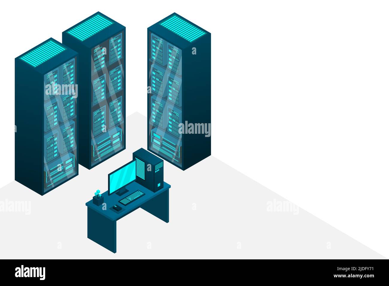 Web Hosting And Big Data Processing Server Room Rack Concept Of Data Center Isometric Stock