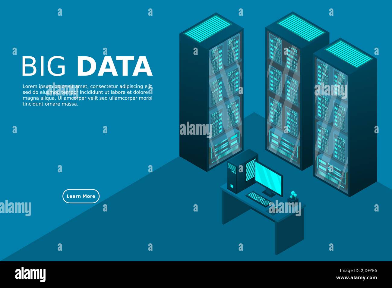 Web hosting and big data processing, server room rack. Concept of data ...