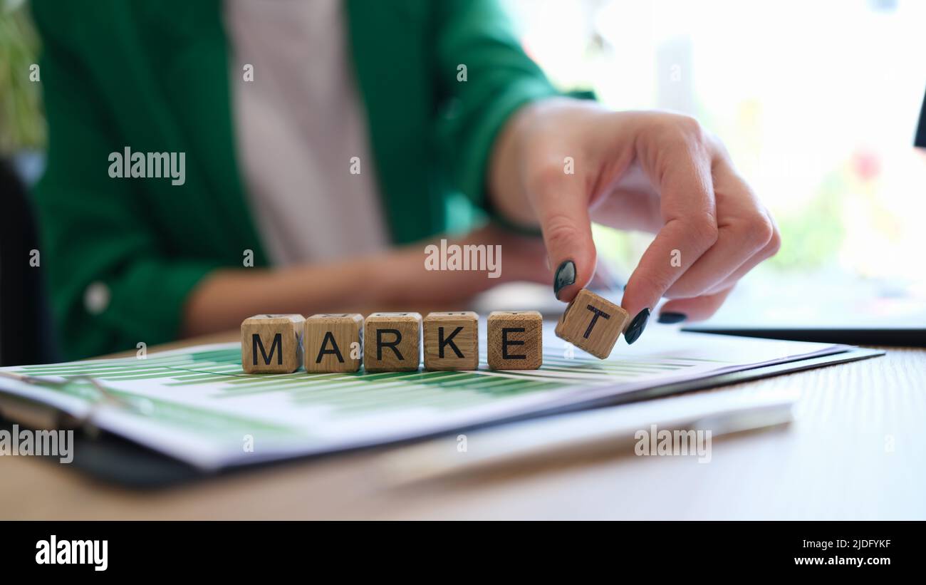 Market word made with wooden cubes in row Stock Photo - Alamy