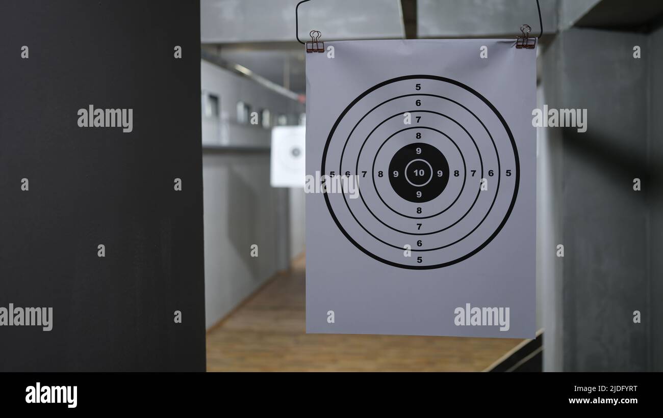 Close-up of target with numbers for shooting at rifle range. Round ...