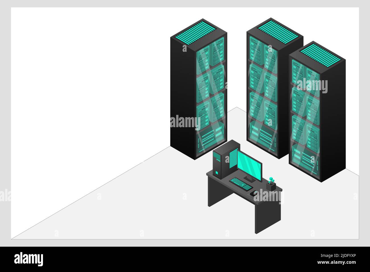 Web Hosting And Big Data Processing Server Room Rack Concept Of Data Center Isometric Stock