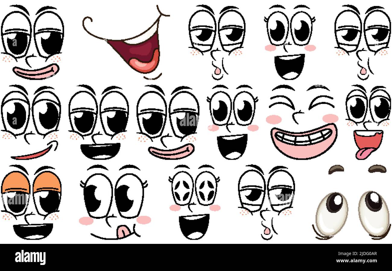 Set of facial expression on white background illustration Stock Vector ...