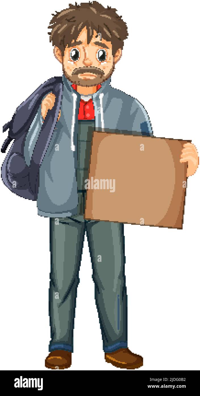Homeless man cartoon character illustration Stock Vector Image & Art ...