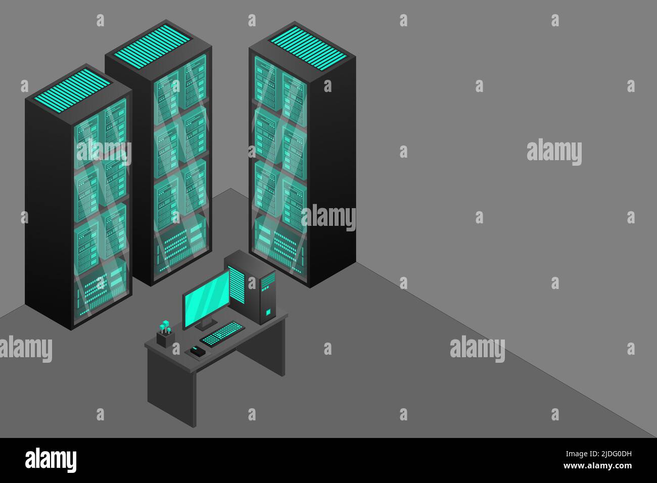 Web hosting and big data processing, server room rack. Concept of data ...