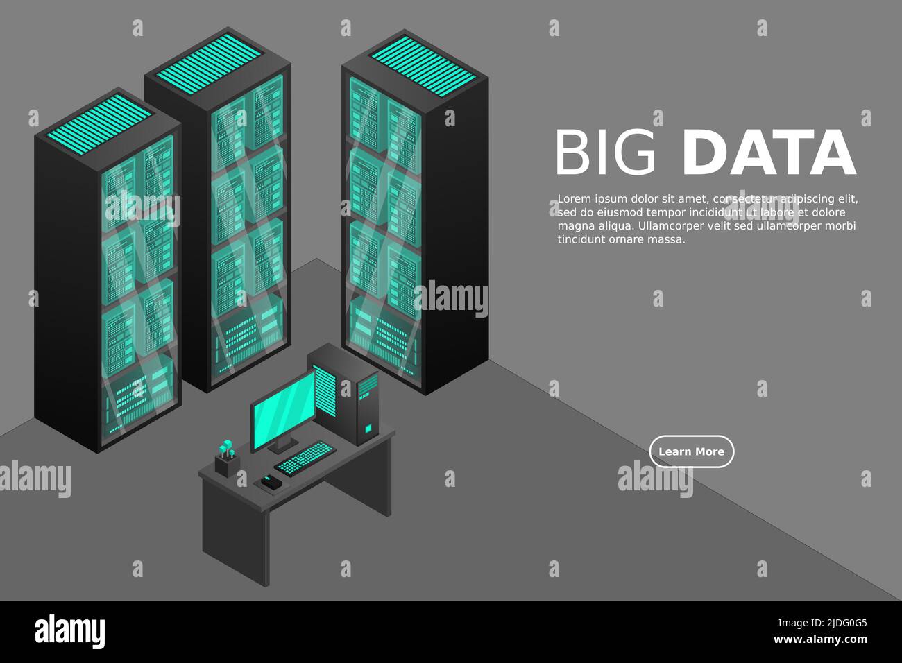 Web hosting and big data processing, server room rack. Concept of data ...