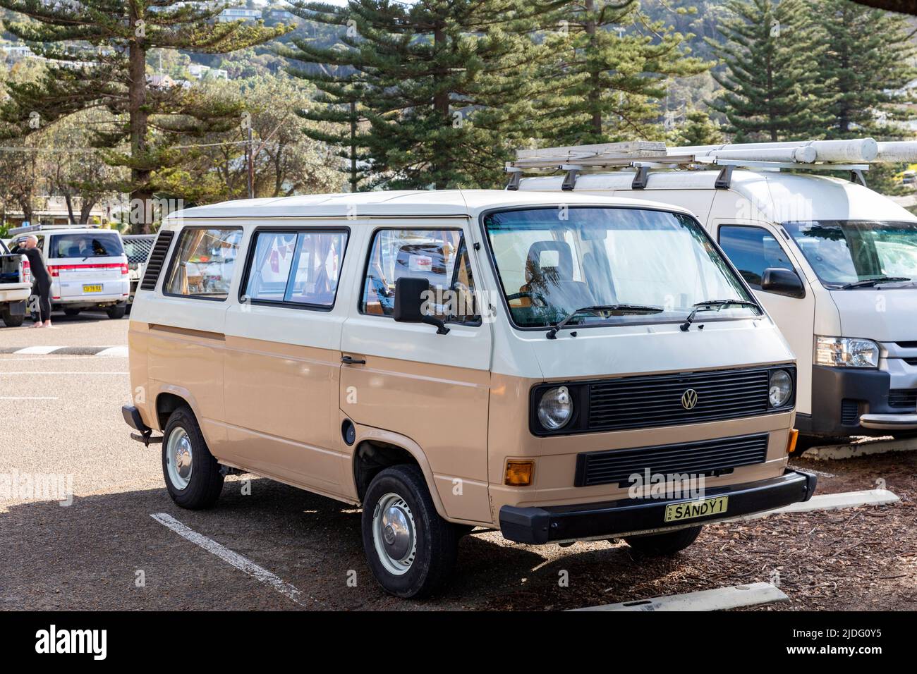 1985 Volkswagen type 3 T3 transporter kombi vehicle parked at Newport ...