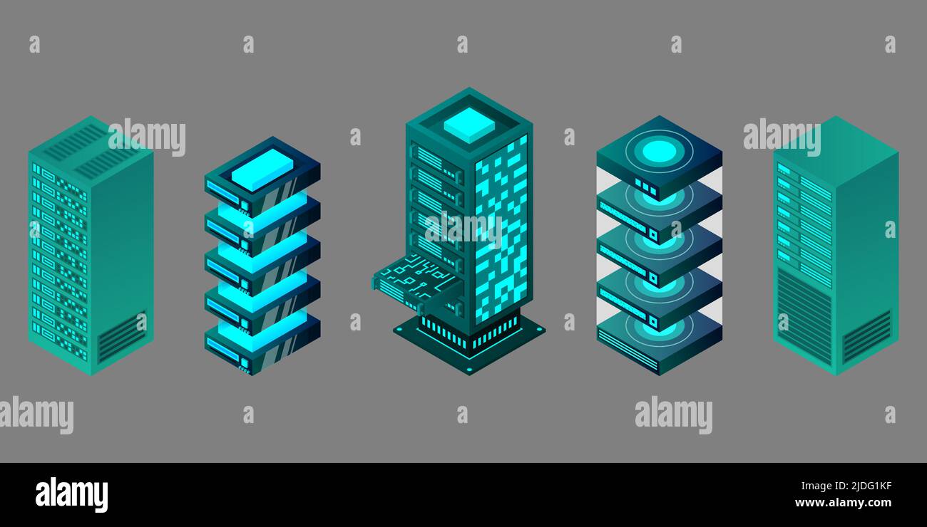 isometric set server equipment isolated background . Vector illustration Stock Vector Image ...