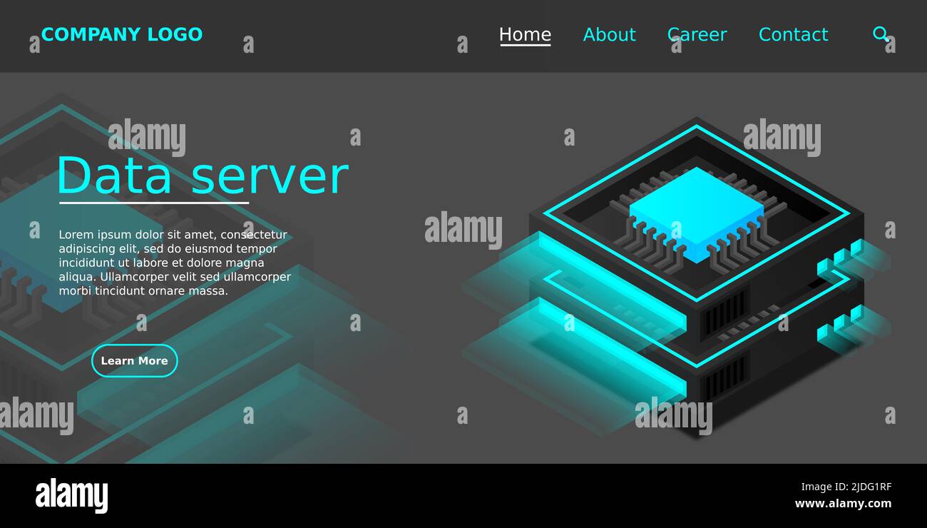 Server Room Banner Web Hosting And Processing Of Big Data Concept Isometric Vector