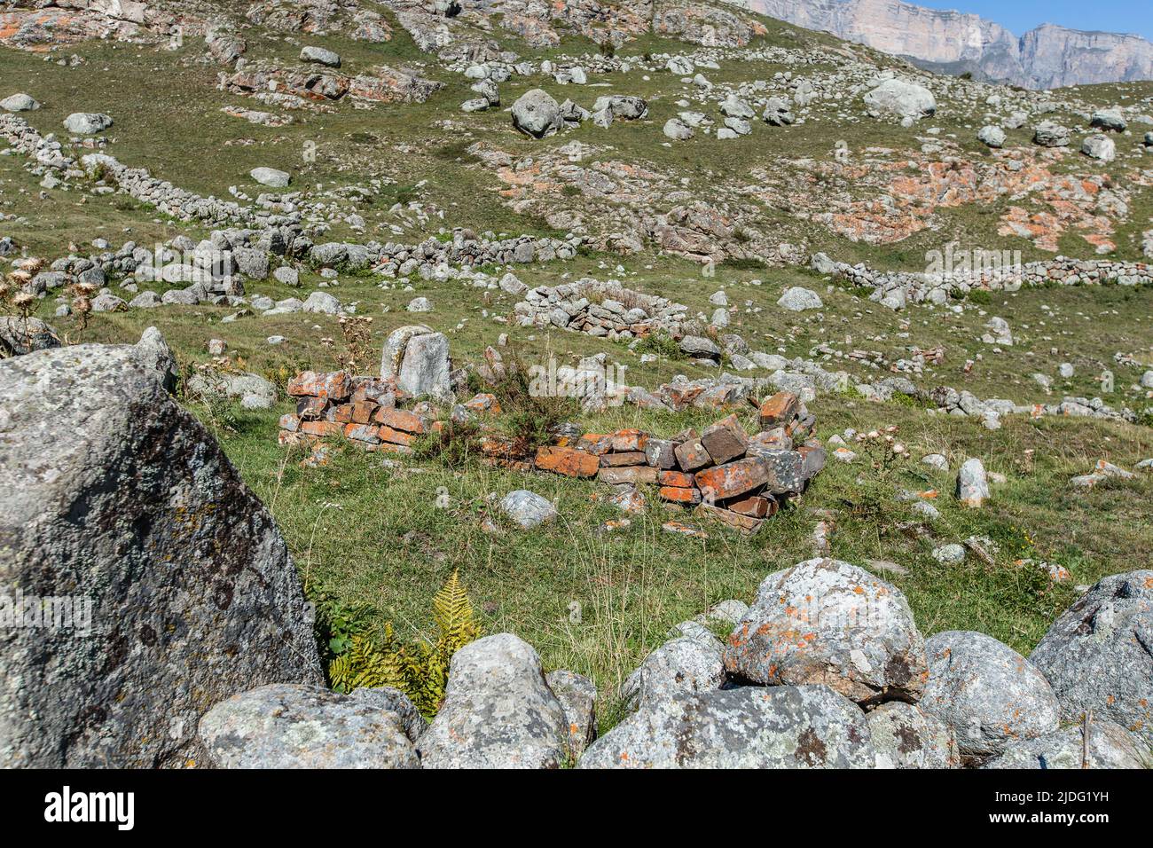 The village Upper Balkaria in the Caucasus mountains in Kabardino ...
