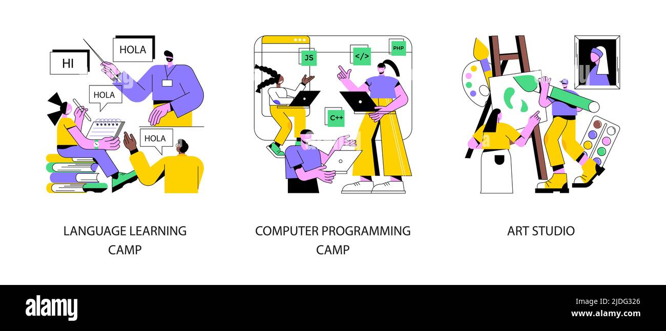Gain knowledge and skills abstract concept vector illustration set ...