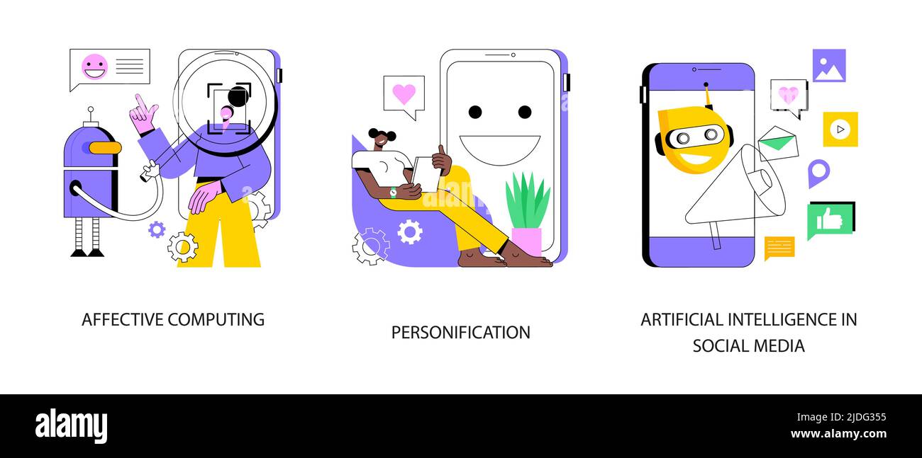 Interactive device abstract concept vector illustration set. Affective ...