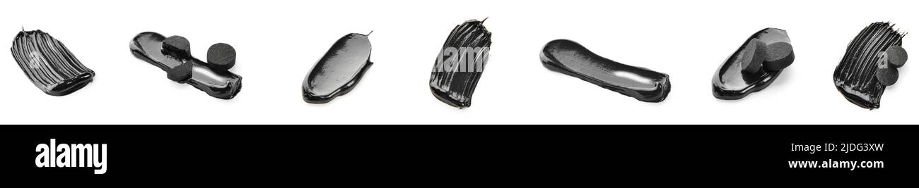 Samples of activated charcoal tooth paste isolated on white Stock Photo ...