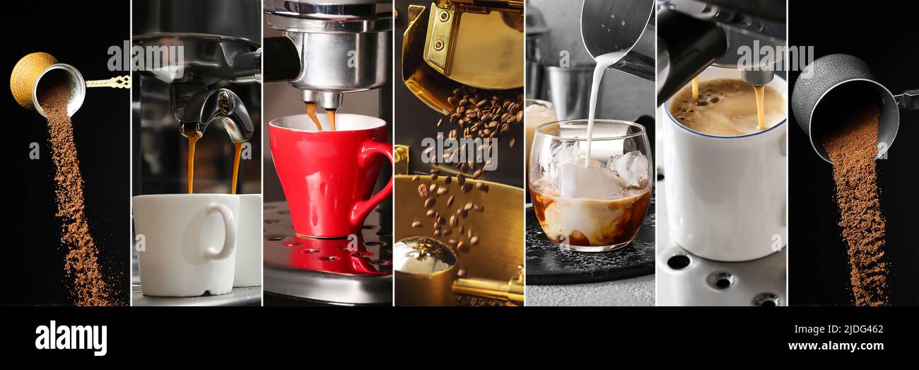 Collage with process of making coffee Stock Photo - Alamy