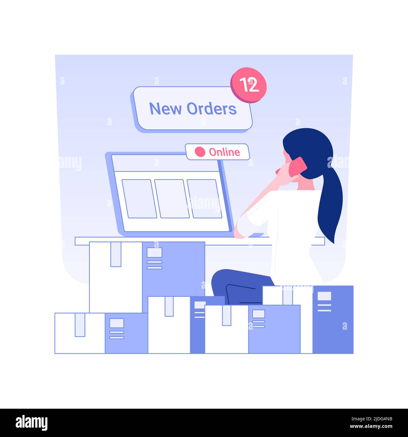 Receiving orders online isolated concept vector illustration. Online ...