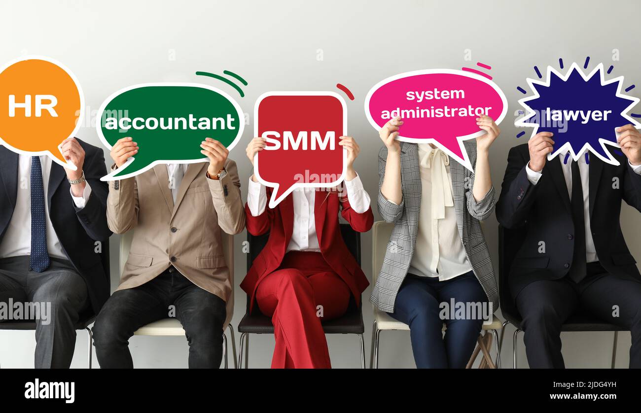 People of different professions waiting for job interview Stock Photo ...