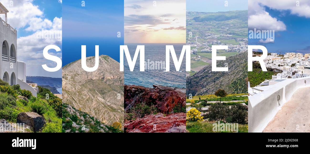 Summer collage with beautiful landscapes of resorts Stock Photo - Alamy