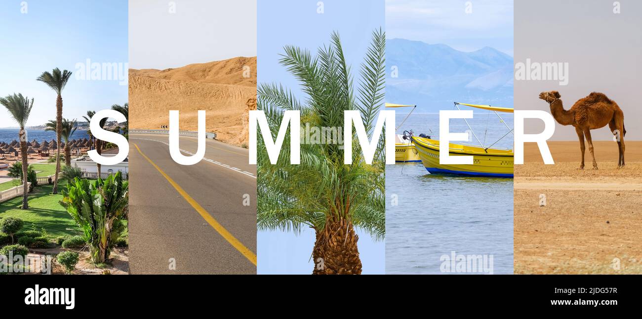 Summer collage with beautiful picturesque landscapes Stock Photo - Alamy