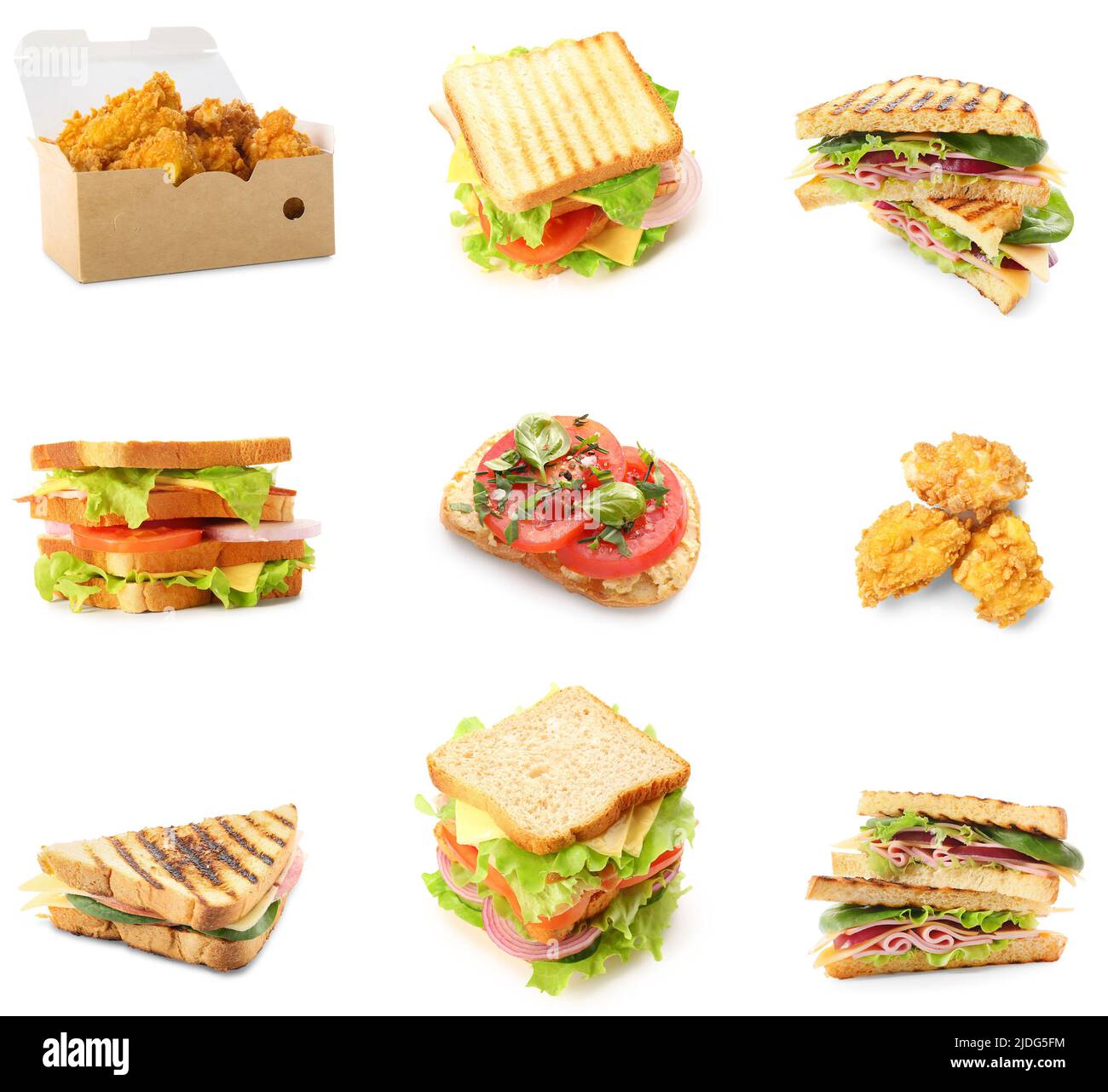 Set of different tasty fast food isolated on white Stock Photo - Alamy