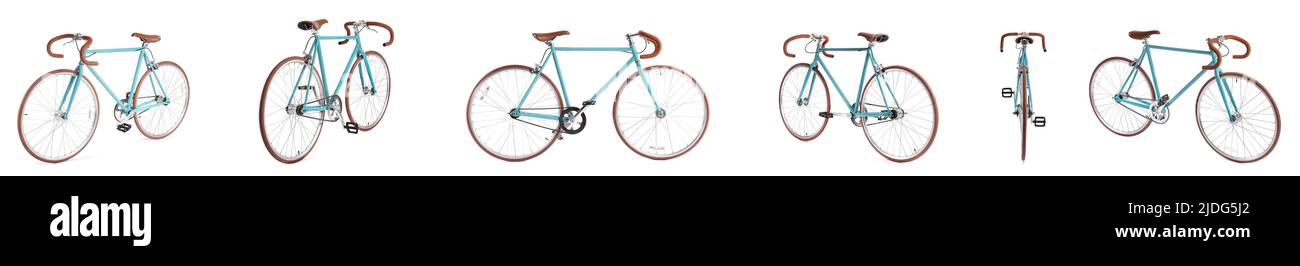 Set of bicycles on white background Stock Photo - Alamy