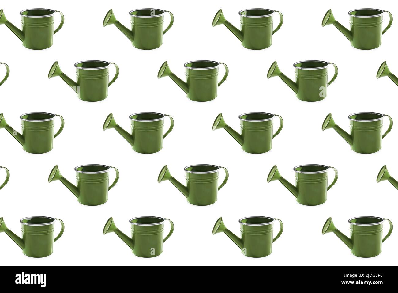 Many watering cans on white background. Pattern for design Stock Photo ...