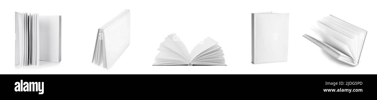 Blank books isolated on white Stock Photo - Alamy