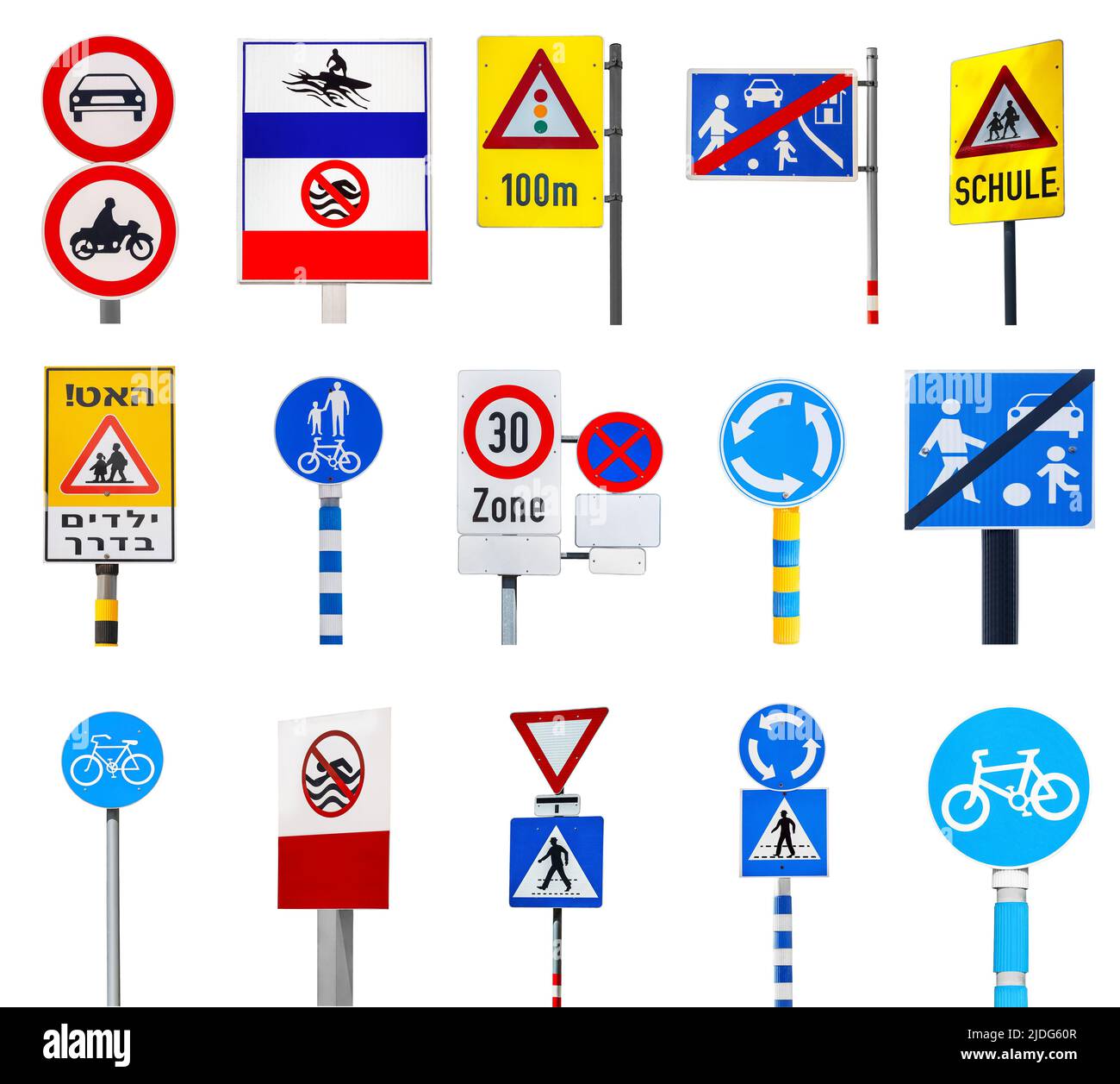 Set of traffic signs isolated on white Stock Photo - Alamy