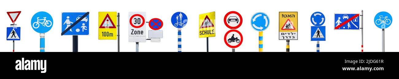 Set of traffic signs isolated on white Stock Photo - Alamy