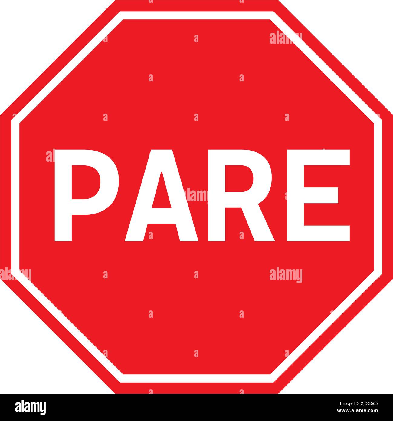 Pare traffic sign on white background. PARE stop sign. the portuguese ...
