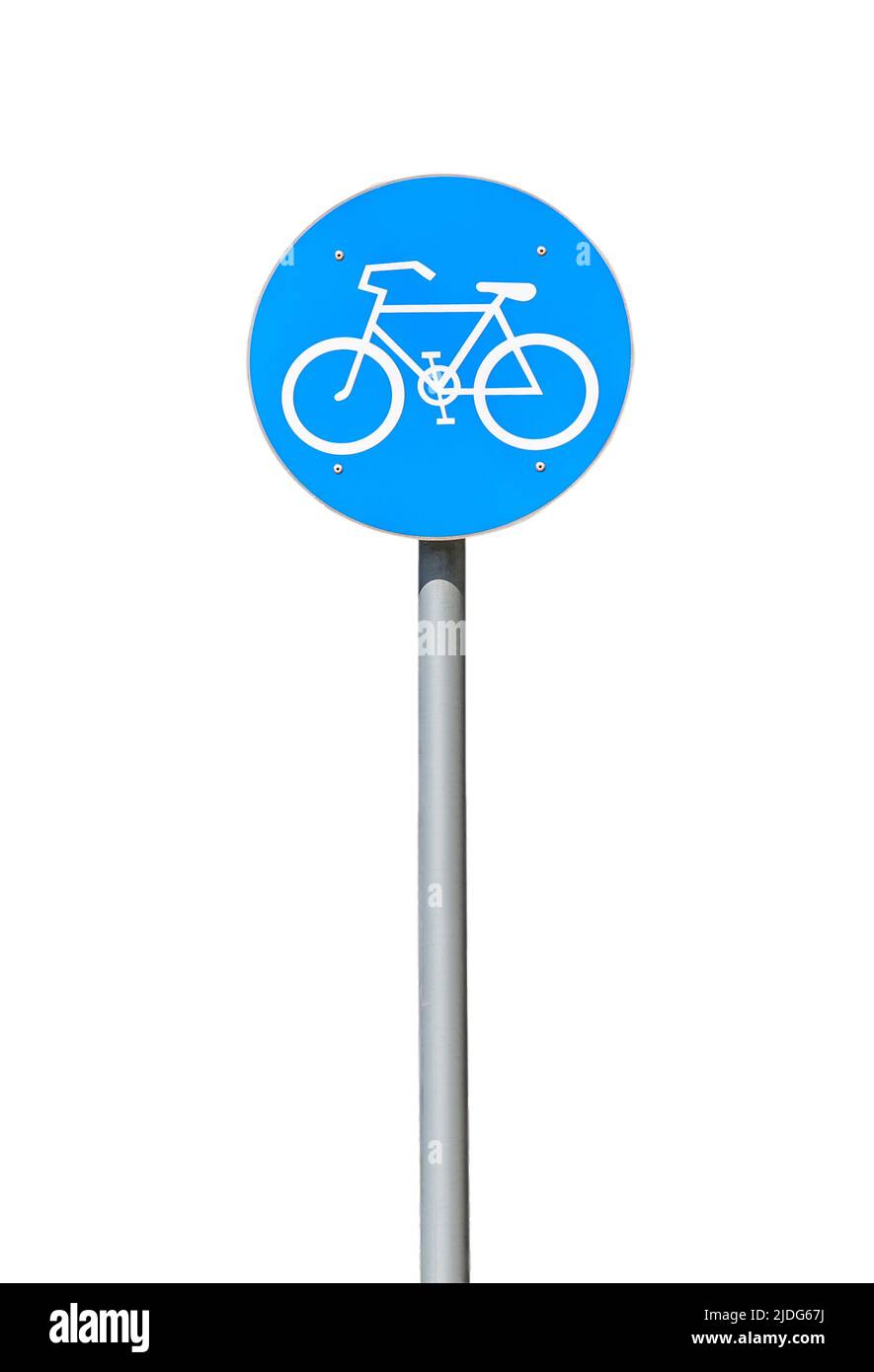 Bicycle traffic sign on white background Stock Photo - Alamy