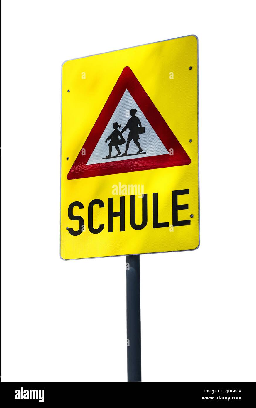 School zone traffic sign on white background Stock Photo - Alamy