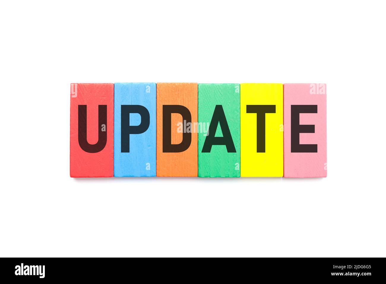 Colorful wooden blocks with word UPDATE on white background Stock Photo ...
