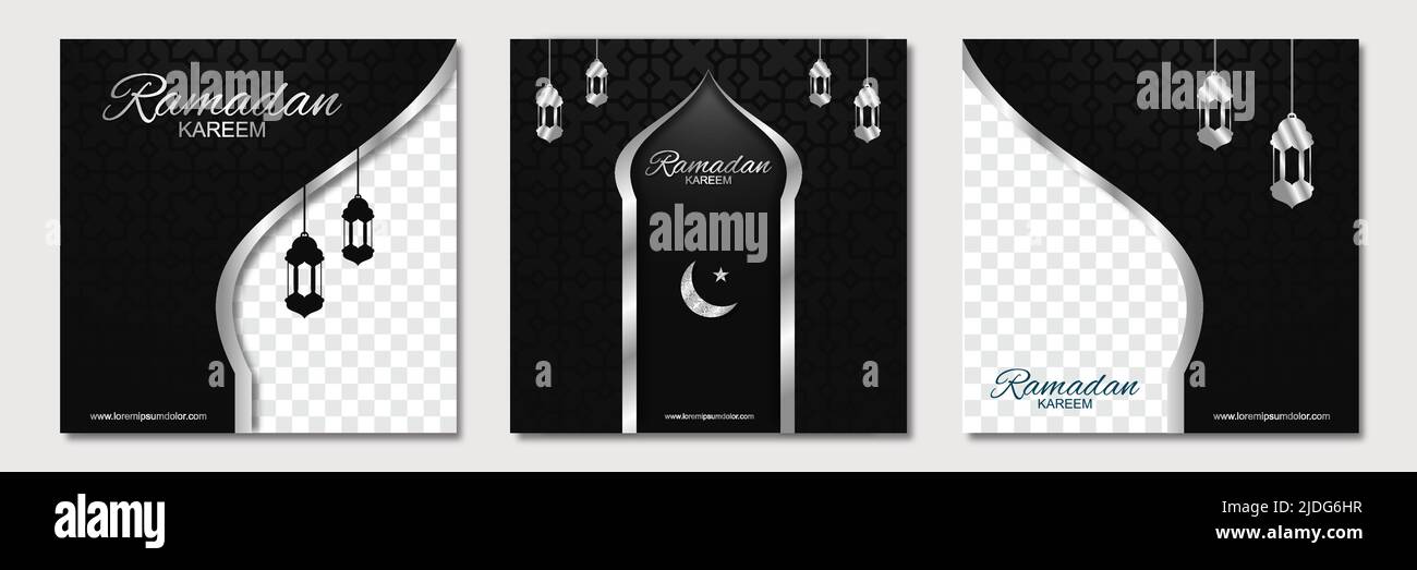 Set of ramadan square banner template design with a place for photos ...