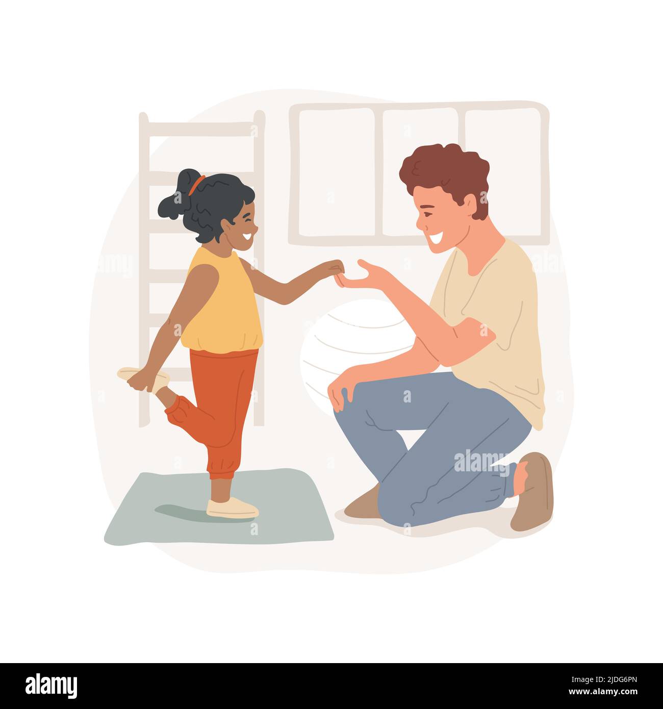 Stretching isolated cartoon vector illustration. Child doing simple ...
