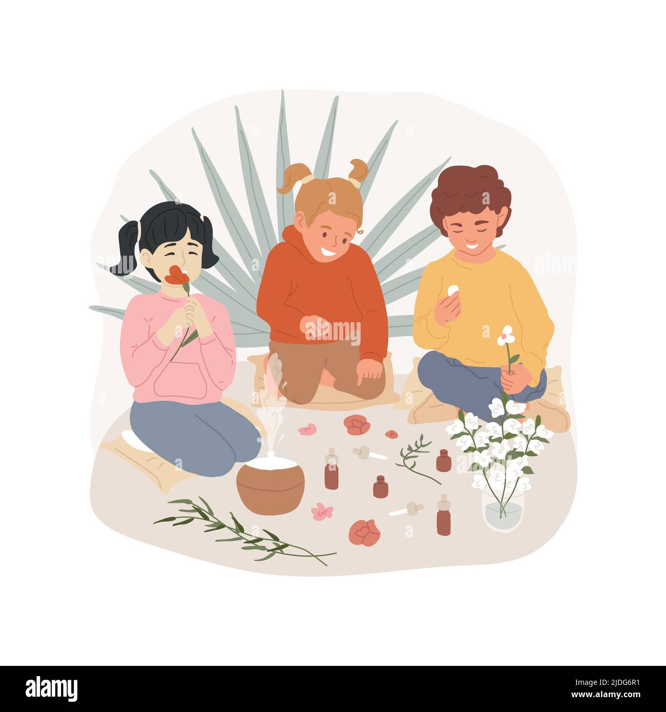 Aromatherapy isolated cartoon vector illustration. Relaxation room for ...