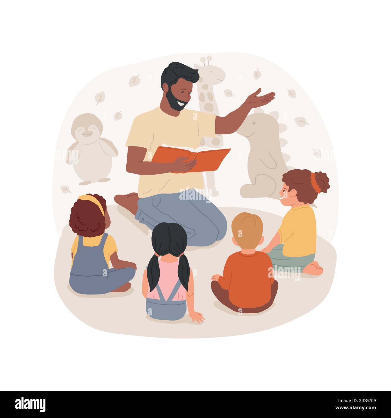 Listening to an adult isolated cartoon vector illustration. Children ...