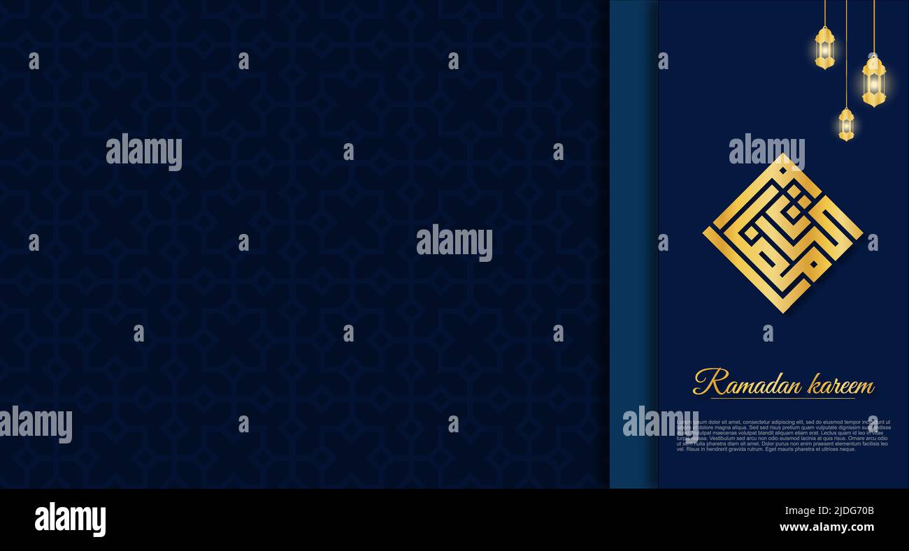 Ramadan Kareem Horizontal banner with golden ramadan calligraphy. 3d ...